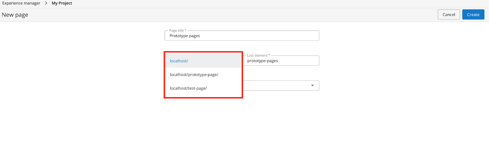 URL options while creating new Page – Help Center